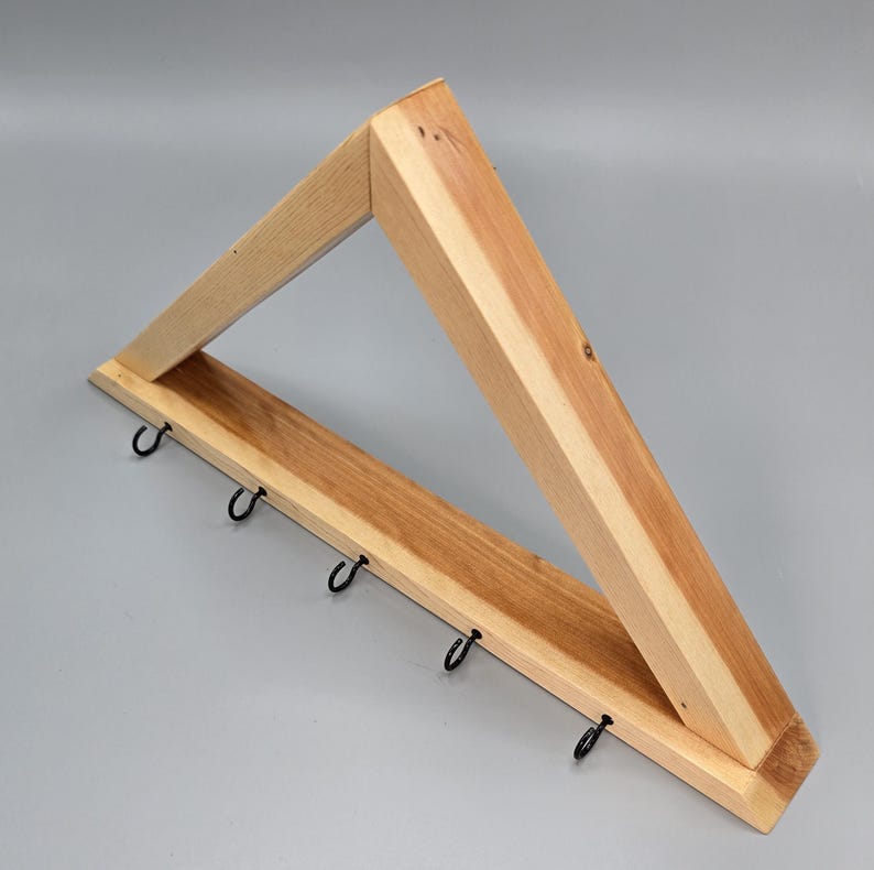 Triangle Wood Key Hanger With Storage Shelf - Etsy