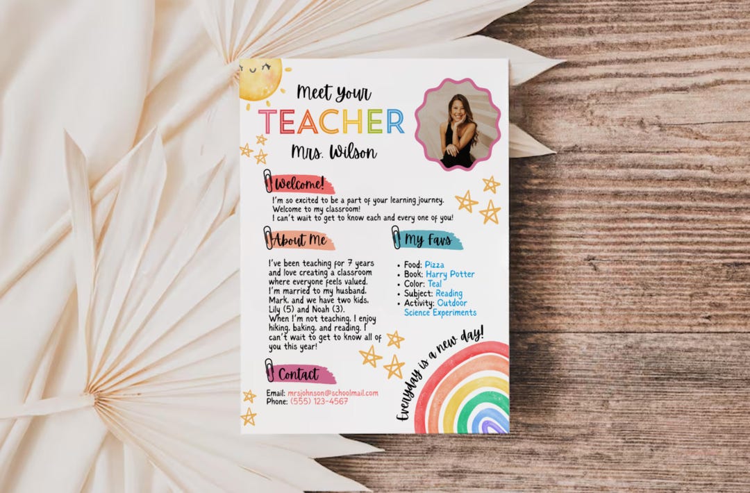 Back to School Meet Your Teacher Letter Printable Flyer, Teacher Bio ...