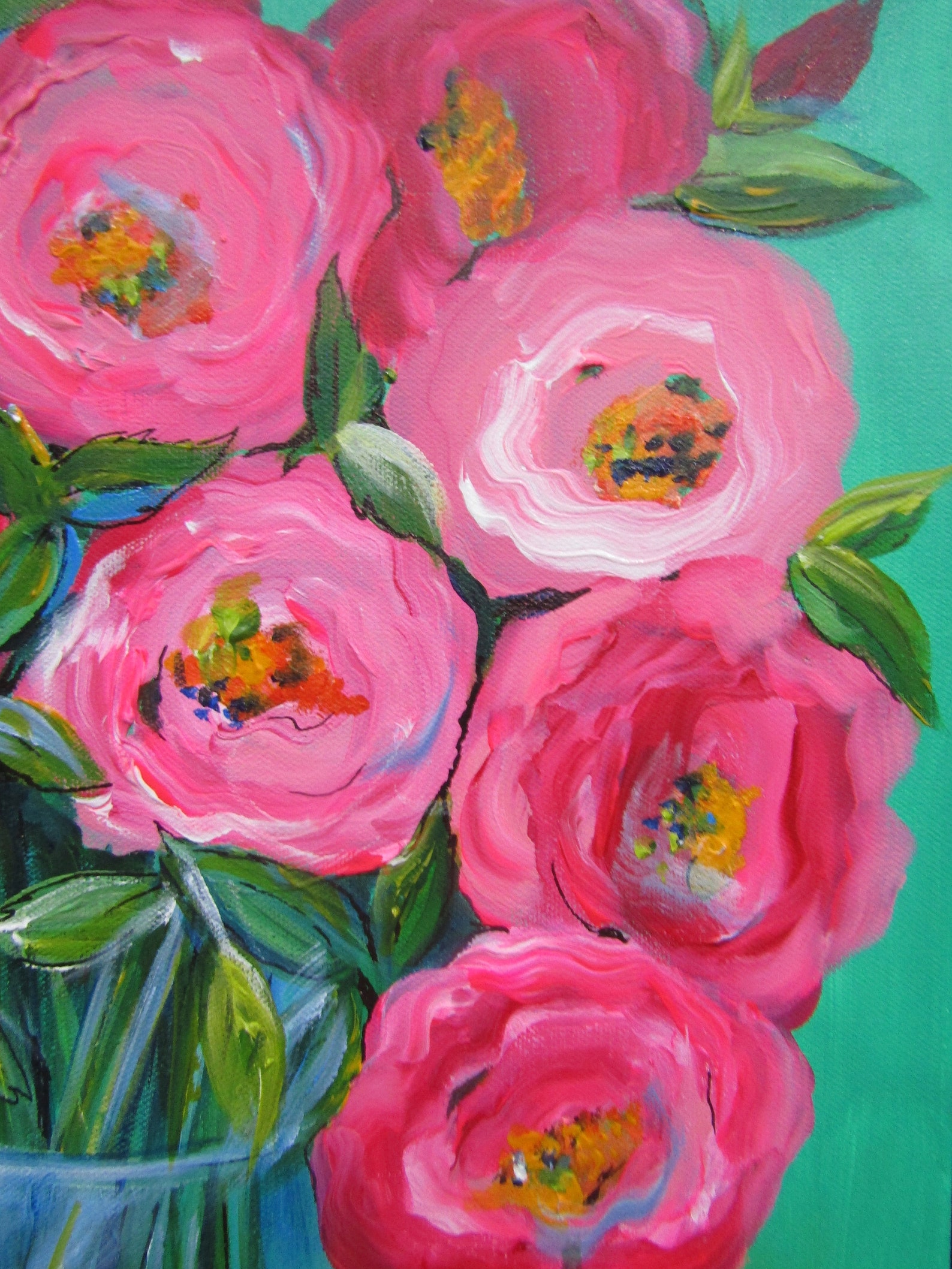 Hot Pink Roses 16 X 20 Original Painting by Elaine Cory - Etsy