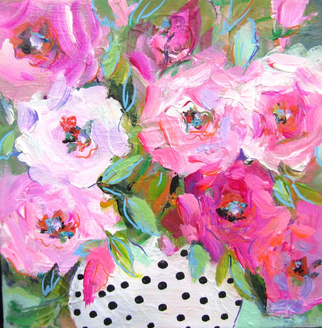 Rosey Roses 10" X 10" Original Painting by Elaine Cory - Etsy