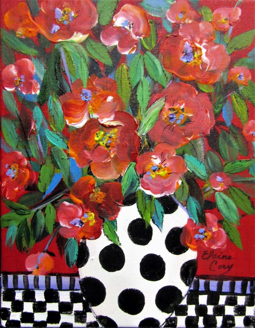 Red Original Painting 11 X 14 Art by Elaine Cory - Etsy