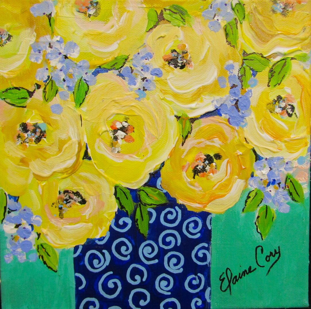 Yellow Roses Original Painting Art by Elaine Cory - Etsy