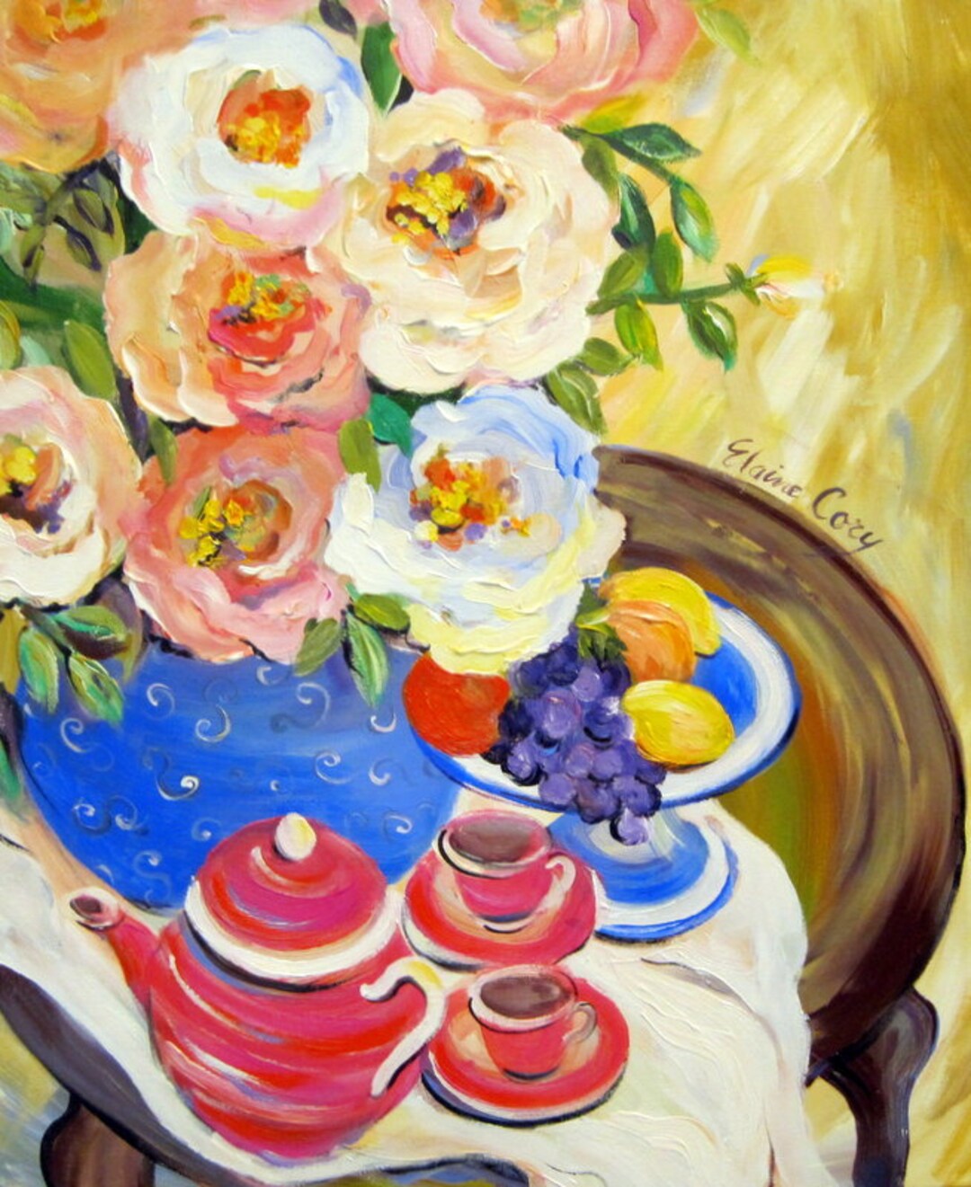 Tea for Two Original Painting Canvas Art 20 X 24 Fine Art by - Etsy