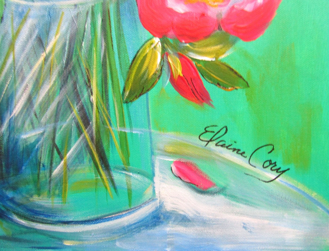 Hot Pink Roses 16 X 20 Original Painting by Elaine Cory - Etsy