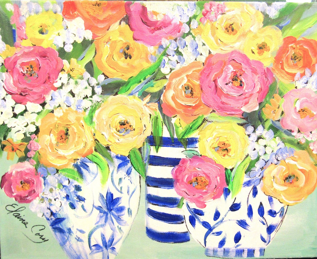 Radiant Roses Original Painting by Elaine Cory 16 X 20 - Etsy