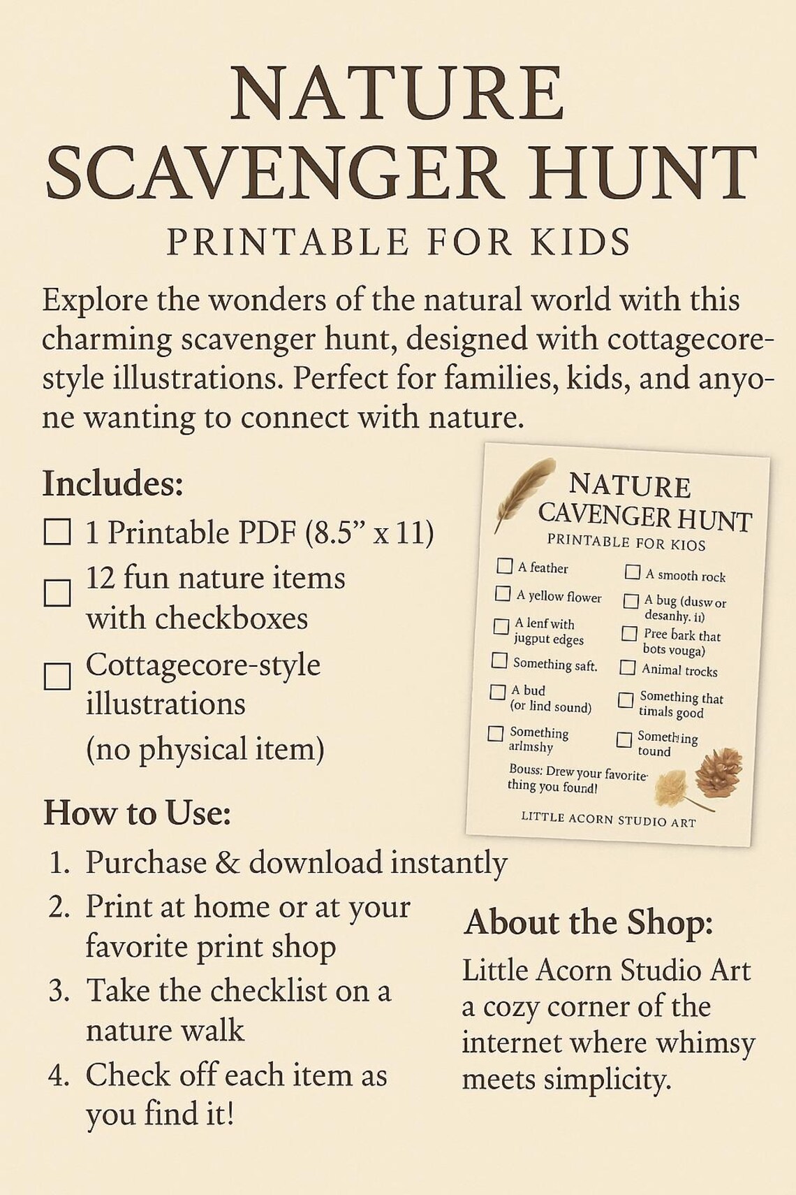 Nature Scavenger Hunt Printable for Kids – Summer Activity Sheet ...