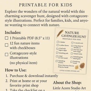 Nature Scavenger Hunt Printable for Kids – Summer Activity Sheet ...