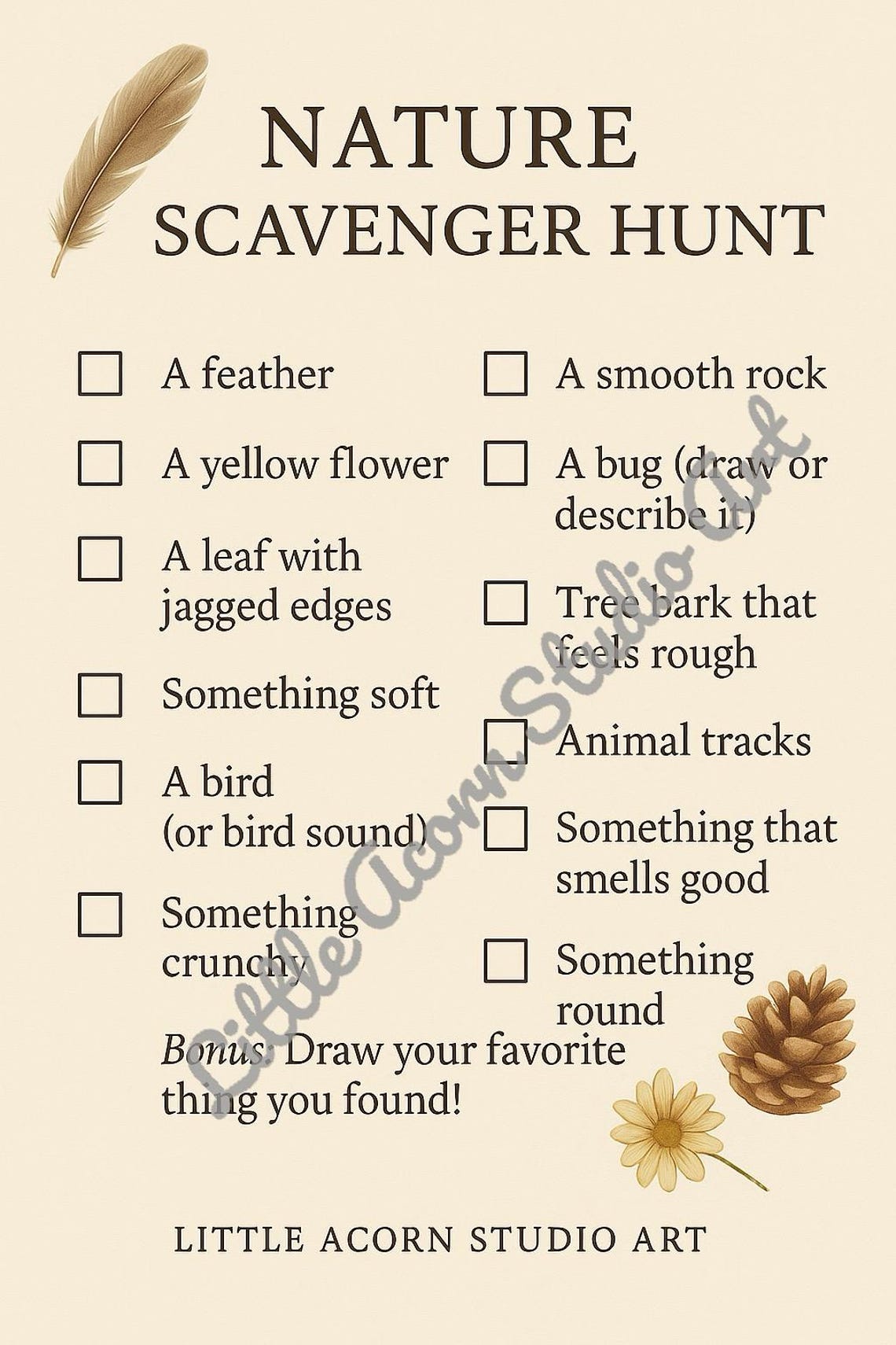 Nature Scavenger Hunt Printable for Kids – Summer Activity Sheet ...