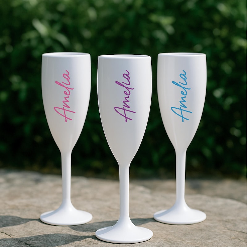 Pink Plastic Flutes Personalised - Etsy