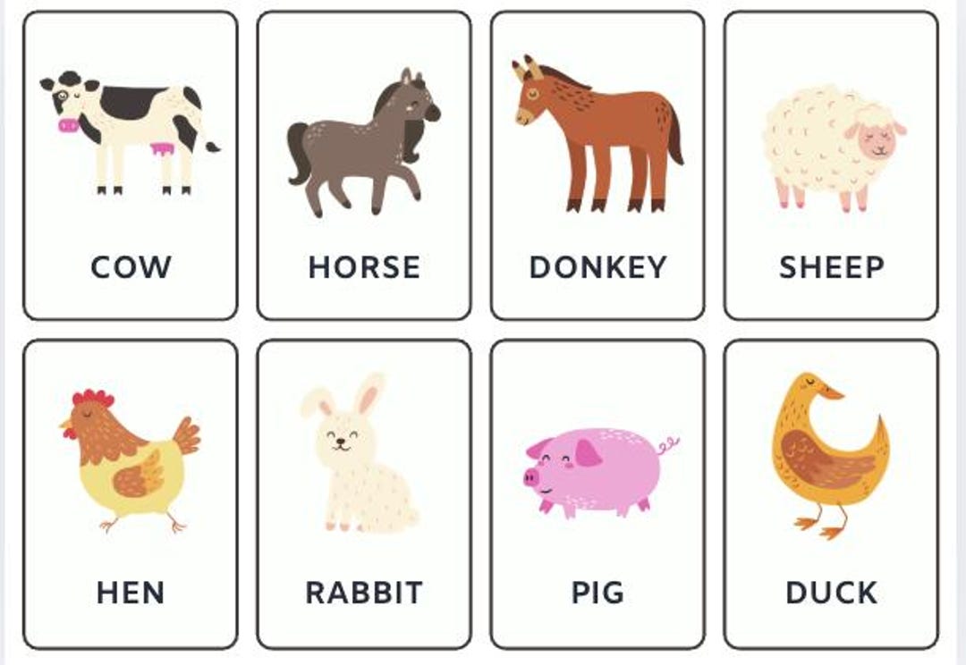 24 Animal Flashcards for Kids – Printable Educational Cards for ...