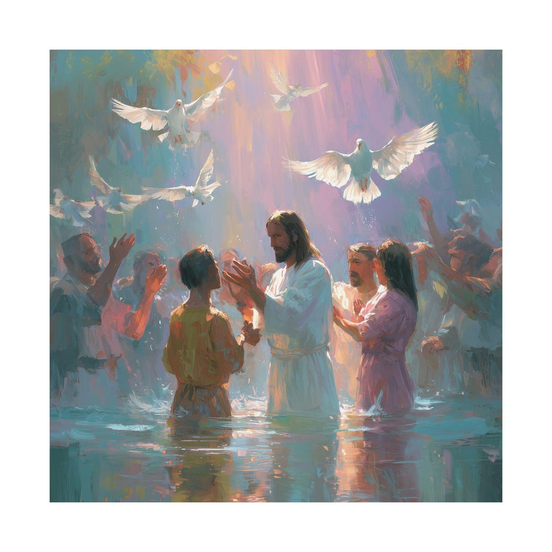 Baptism, Jesus and John the Baptist Art, Biblical Scenes, Subtle ...