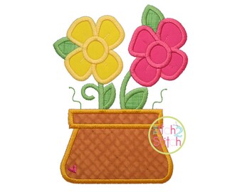 Applique Flower Pot - Etsy