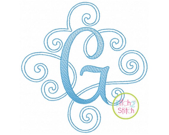 Elegant Scroll Sketch Embroidery Font Letters in Twelve Sizes | Etsy