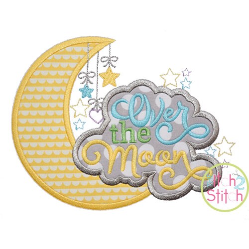 Sleeping Moon Embroidery Design Half Moon Embroidery Design | Etsy