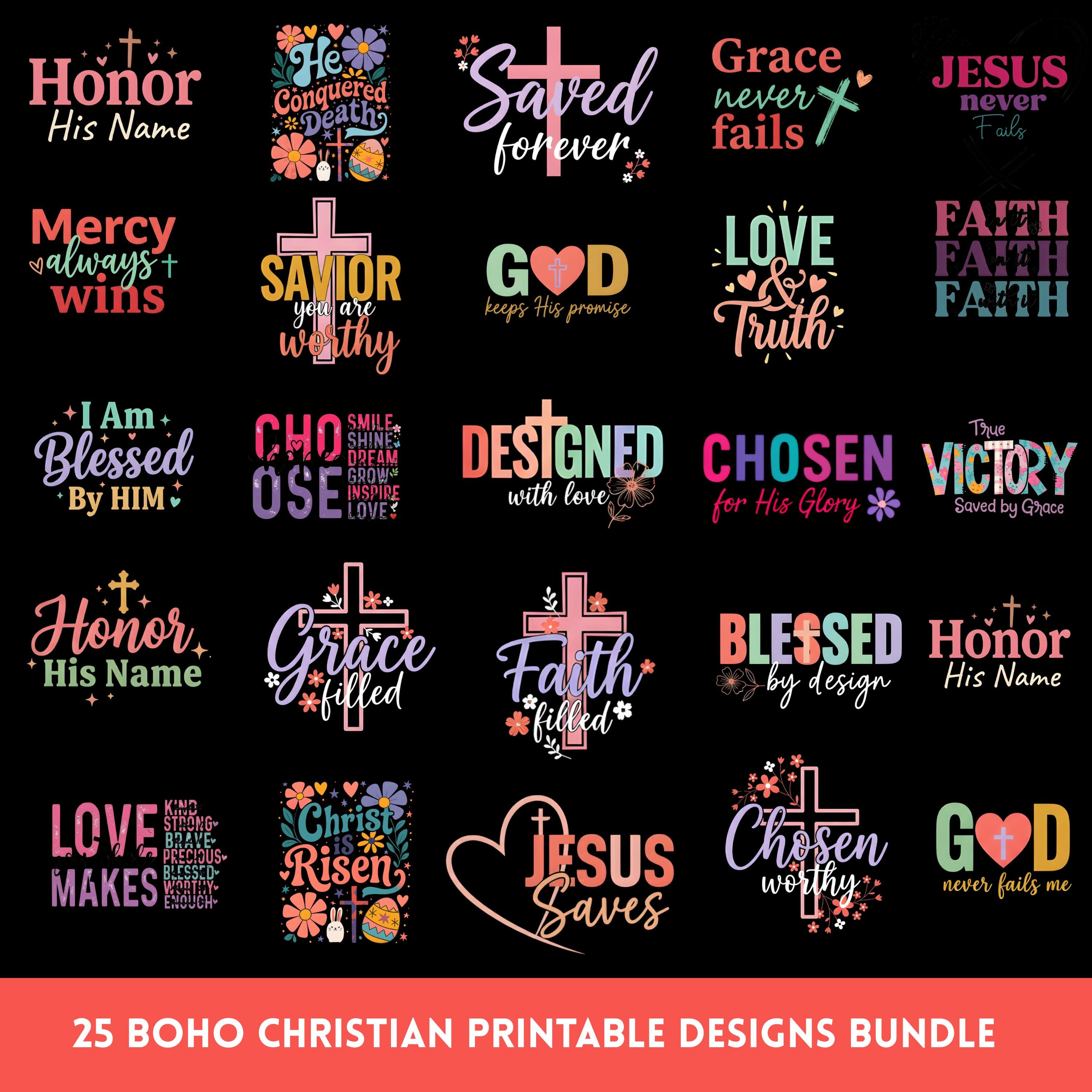 Boho Christian Png Bundle|colorful Christian Design Png|christianity ...