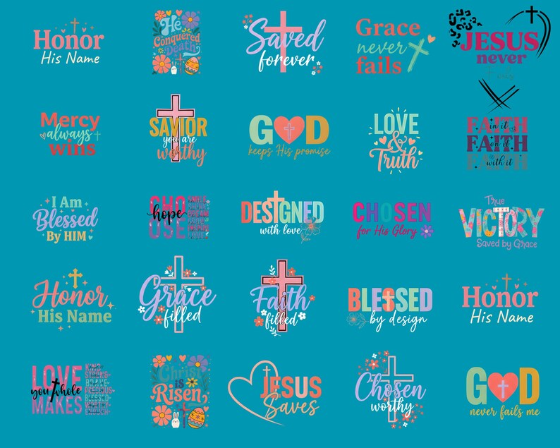 Boho Christian Png Bundle|colorful Christian Design Png|christianity ...