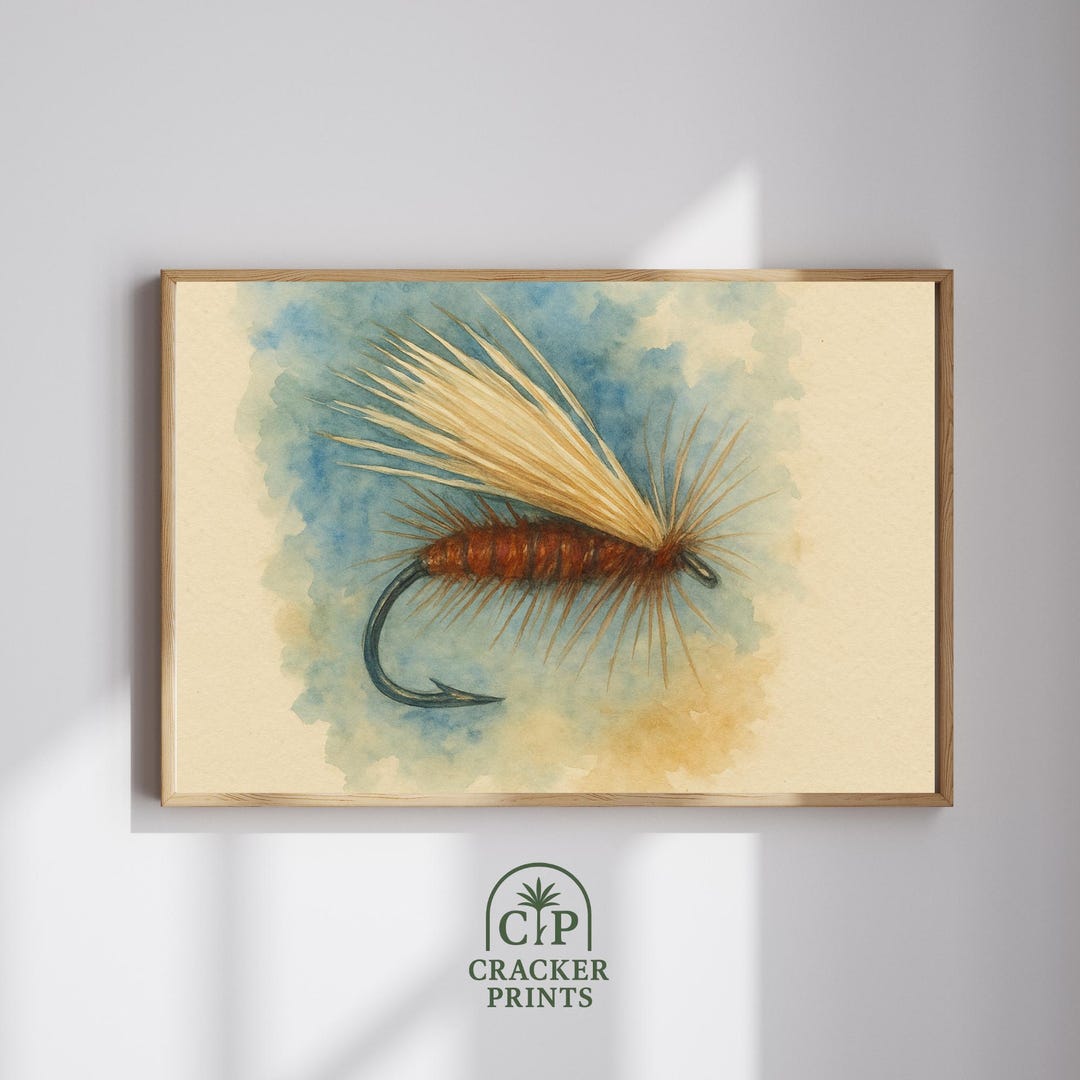 Fly Fishing Elk Hair Caddis Fly Wall Art, Trout Fishing Digital Print ...