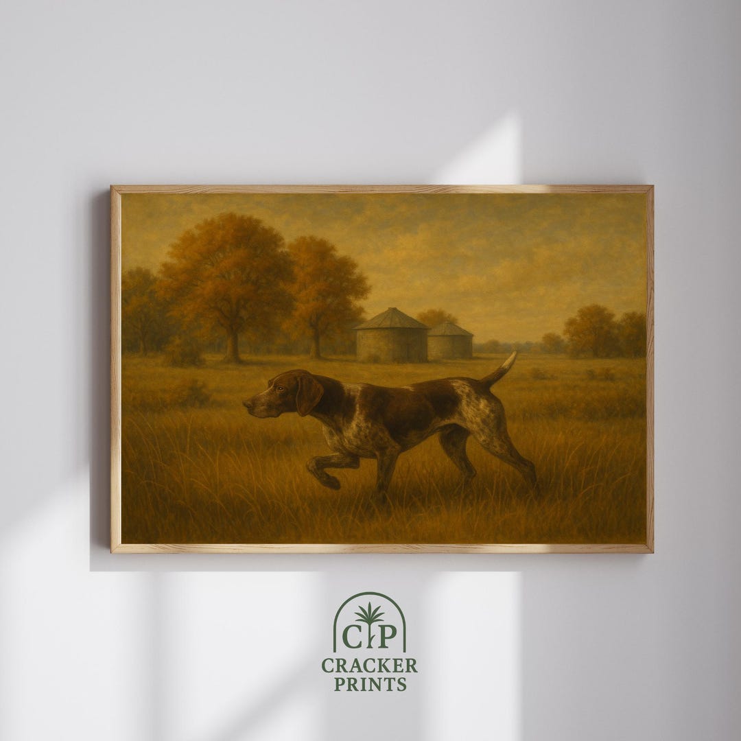 German Shorthaired Pointer Wall Art, Vintage Hunting Dog Oil Painting ...