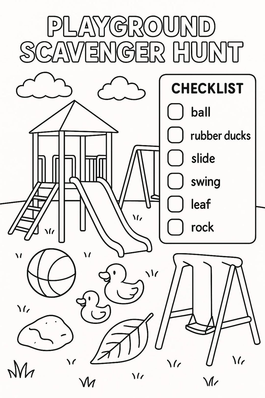 Playground Scavenger Hunt Printable | Fun Outdoor Coloring Activity for ...