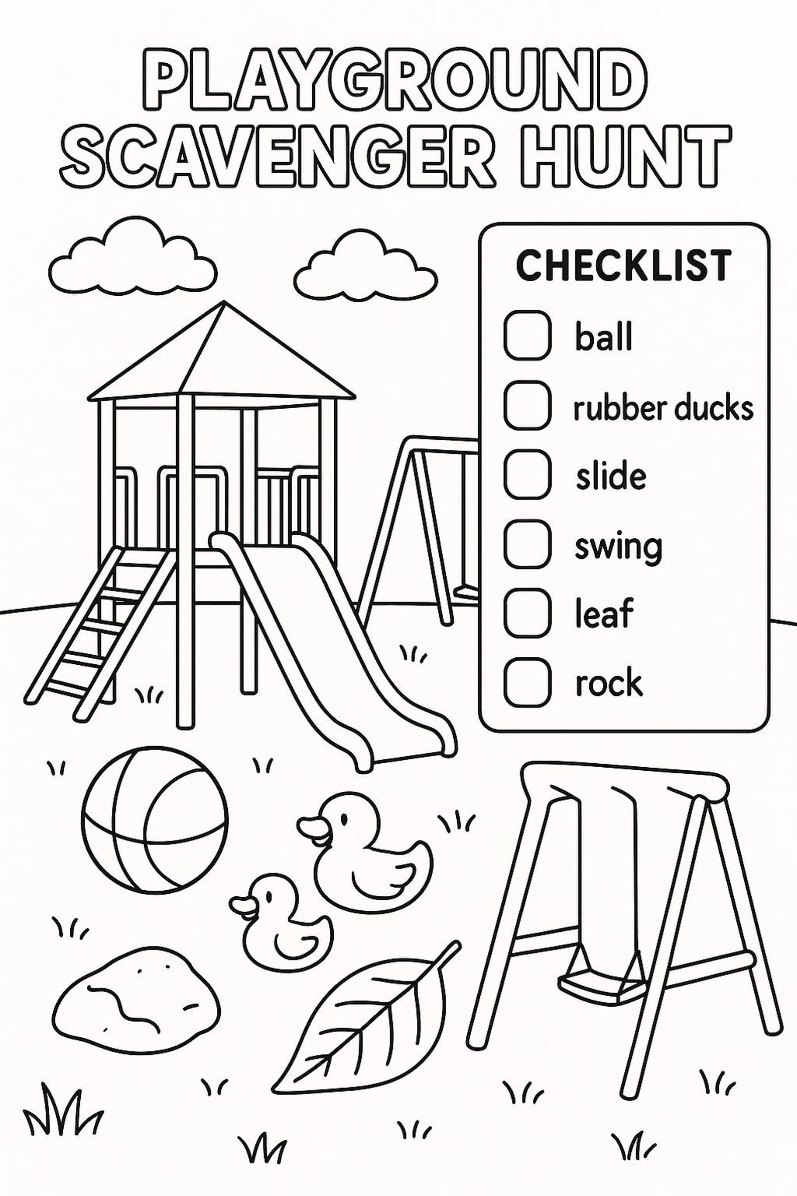 Playground Scavenger Hunt Printable | Fun Outdoor Coloring Activity for ...