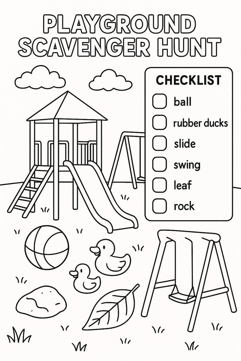 Playground Scavenger Hunt Printable | Fun Outdoor Coloring Activity for ...