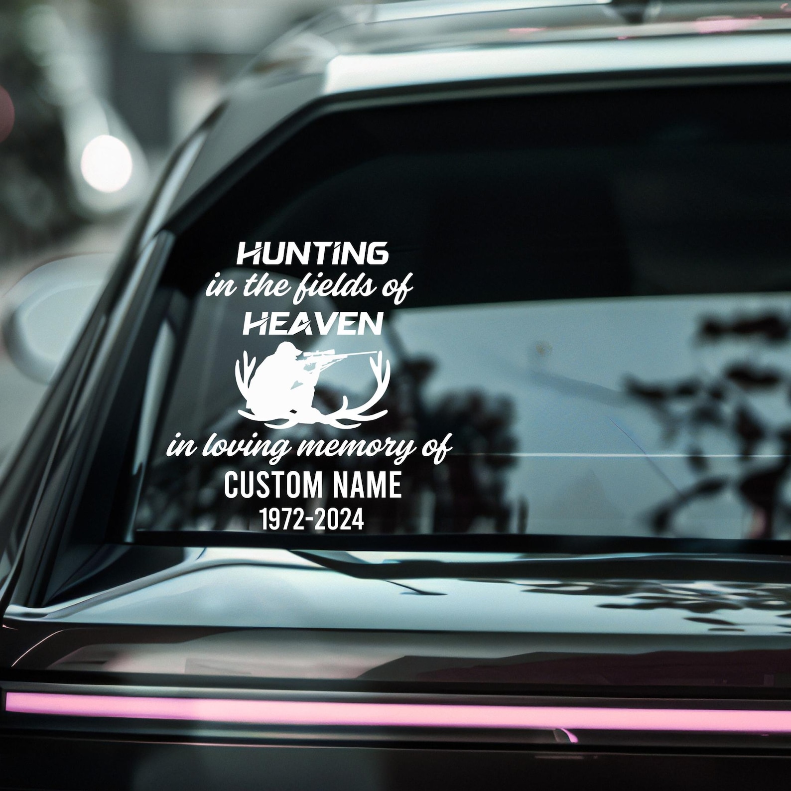 Hunting Memorial Decal | Custom Name With Dates | Waterproof Vinyl ...