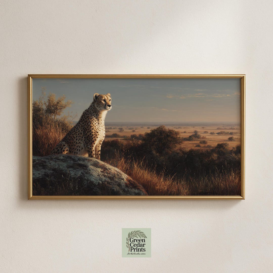 Cheetah Oil Painting - African Savanna 4K Frame TV Art (digital ...