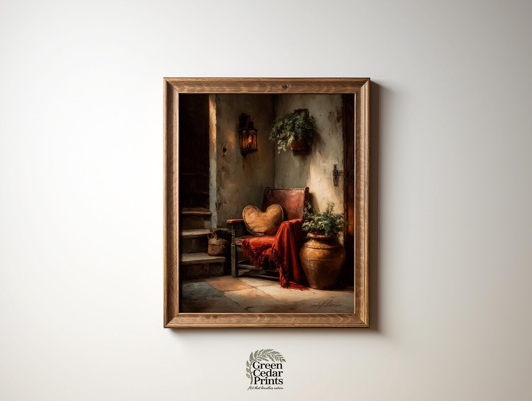 Rustic Farmhouse Corner With Wooden Chair - Cozy Vintage Still-life ...