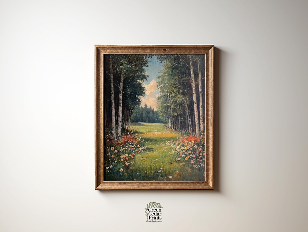 Rustic Forest Path Print: Vintage Woodland Landscape Art (digital ...