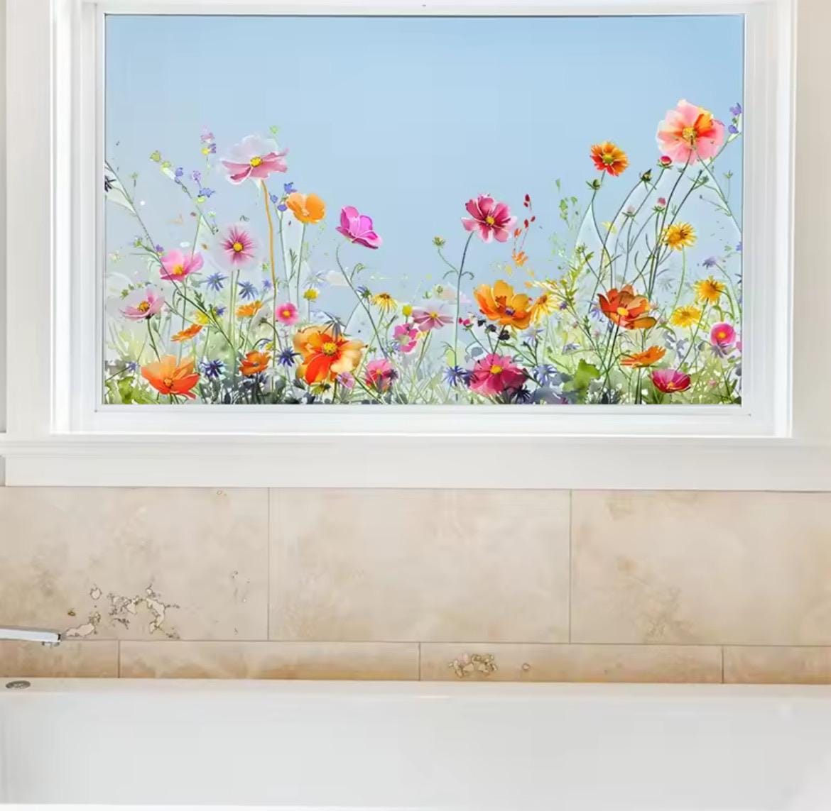 Double Sided Flower Window Cling: Vibrant Floral Decal - Etsy