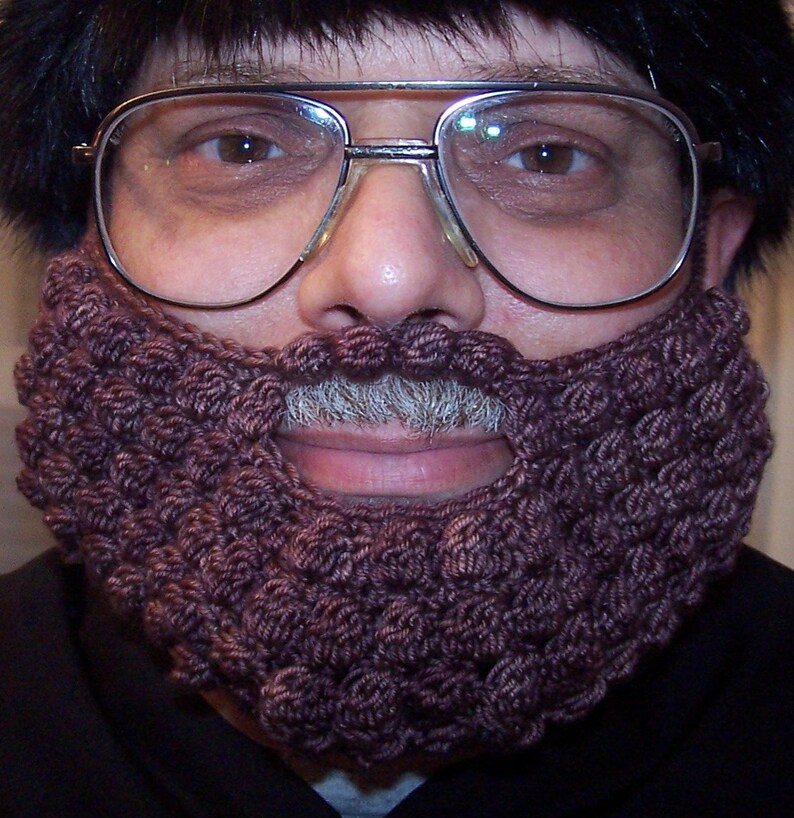 Over the Ears Faux XL Beard in Brown Superwash Wool - Etsy