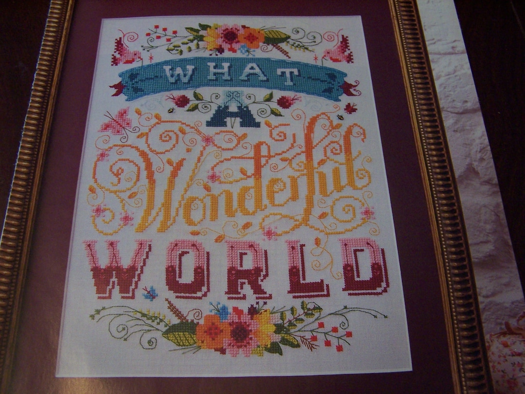 Wonderful World Sampler Cross Stitch Pattern With Full Color and Symbol ...