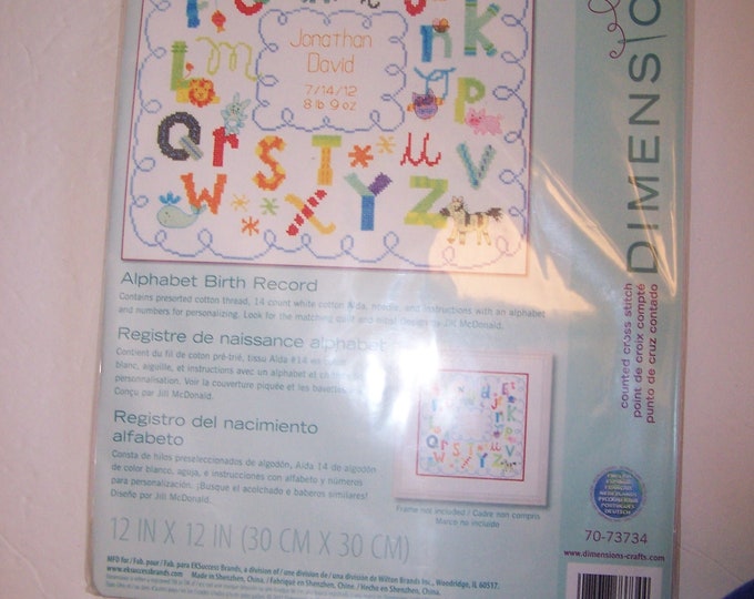 Alphabet Baby Cross Stitch Sampler // Alphabet Birth Sampler ...