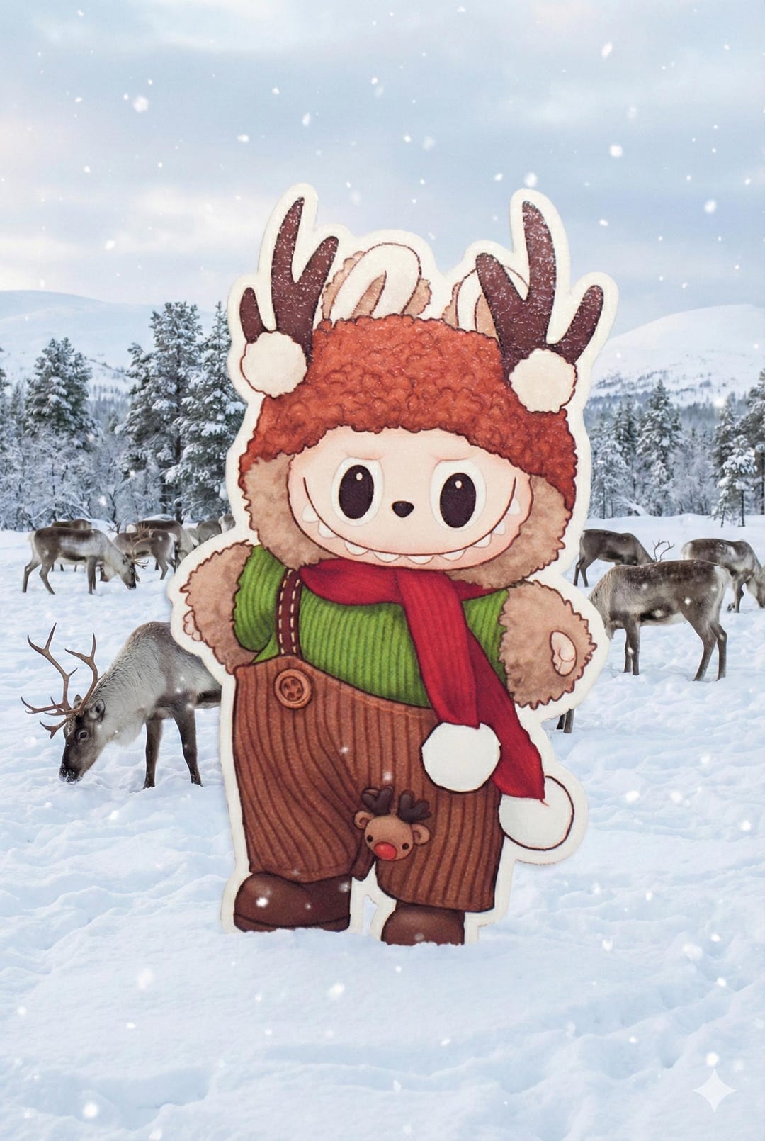 Labubu Reindeer Vinyl Sticker • Waterproof Christmas Decal (1.6x3") - Etsy