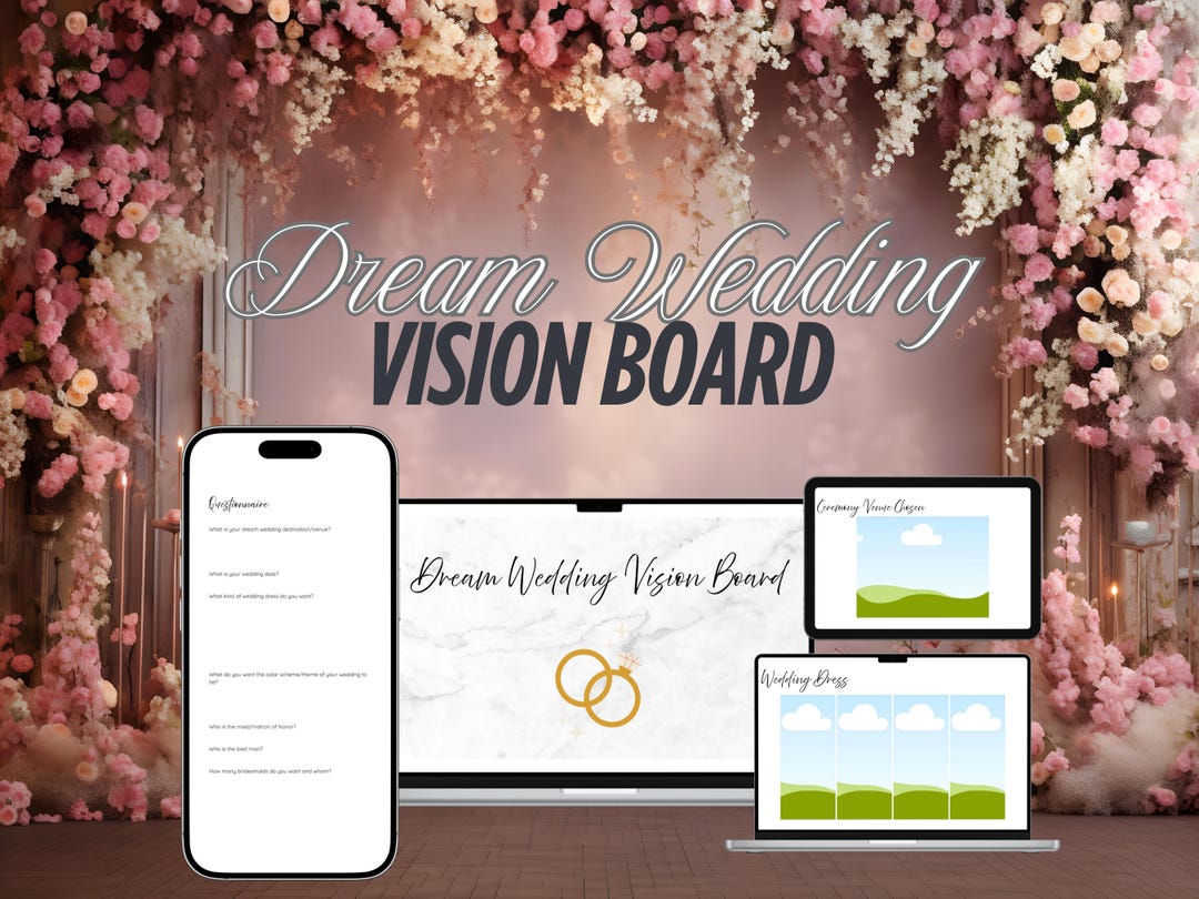 Dream Wedding Vision Board Online DIY Digital Planner Organizer Bride ...