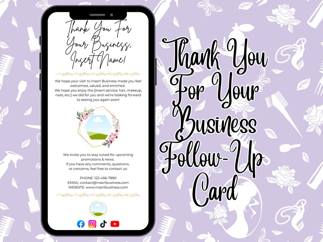 Thank You for Your Business Follow-up Card Template: 8 Customizable ...