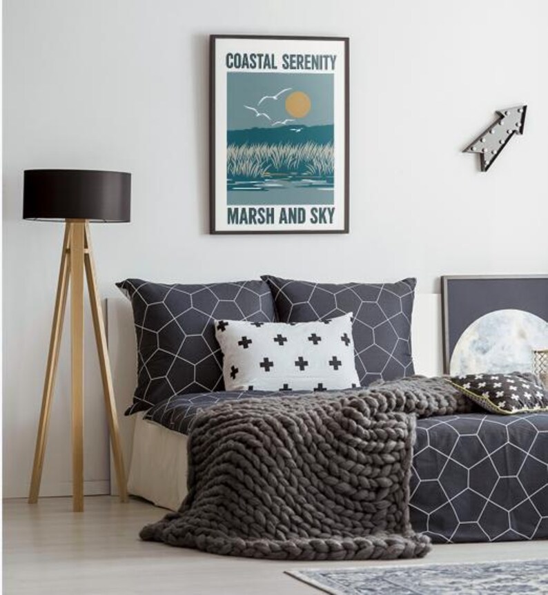 South Carolina Marsh Poster – Coastal Wall Art, Seagulls & Sunset ...