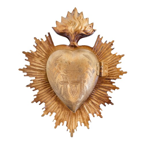 Sacred Heart Milagro Heart Antique Gold Heart Box Catholic | Etsy