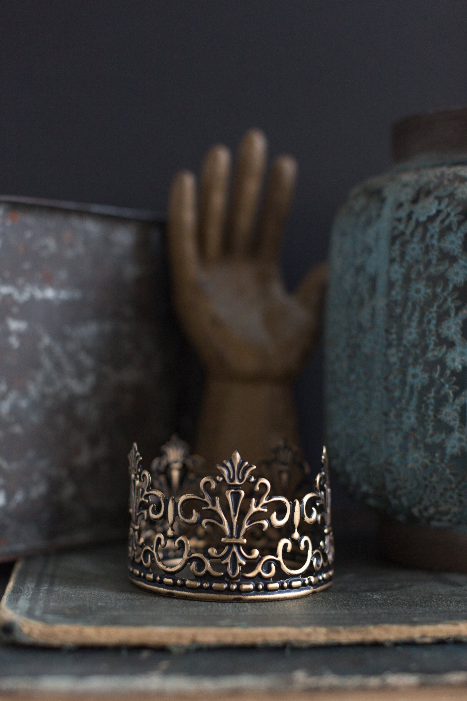 Gold and Black Crown Cake Topper, Handpainted Mini Crown - Etsy