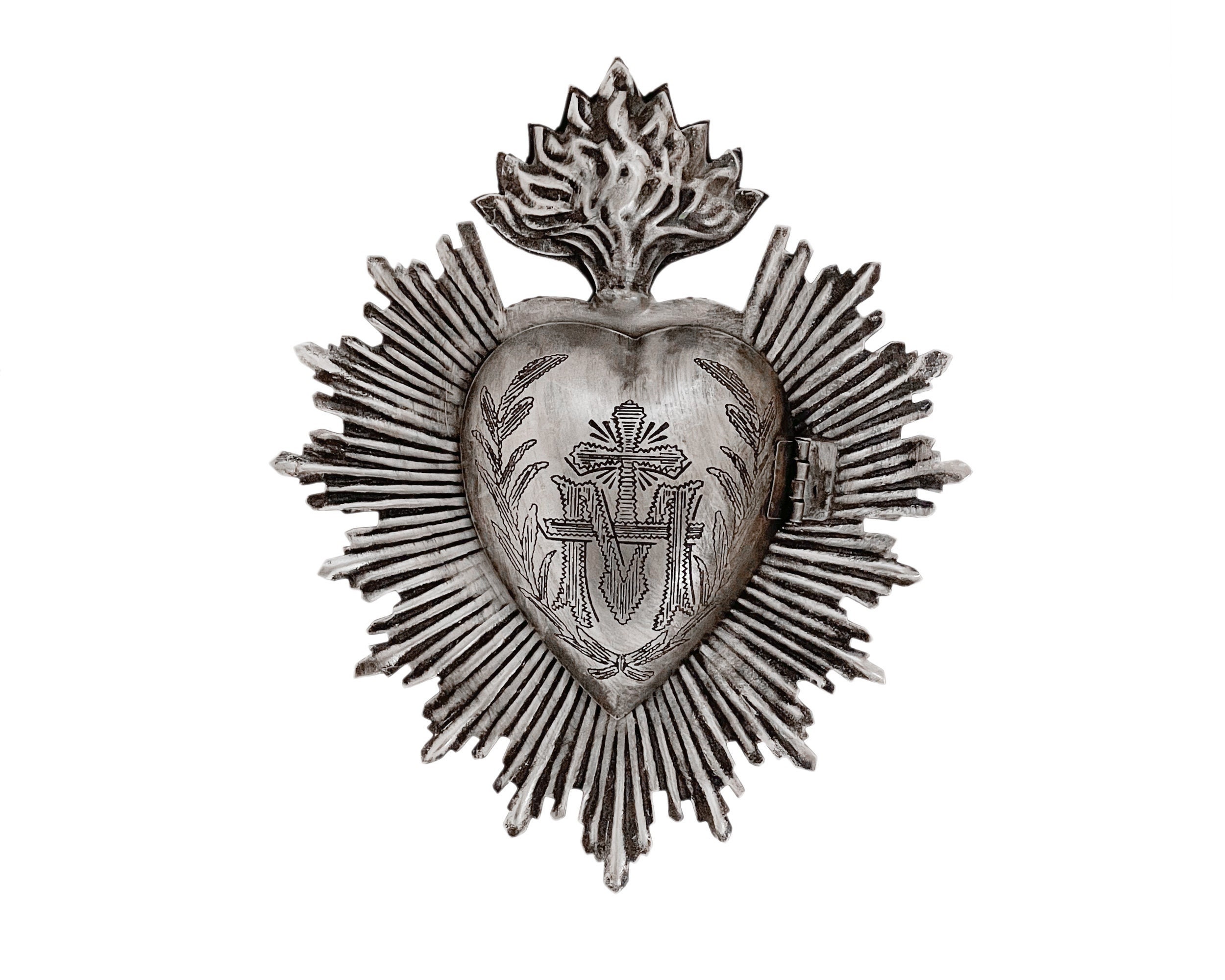 Sacred Heart Milagro Heart Black and Silver Heart Box - Etsy