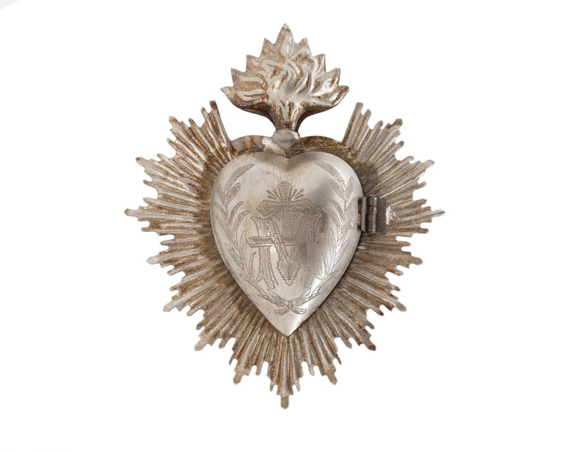 Sacred Heart Milagro Heart Silver Heart Box Catholic Heart | Etsy