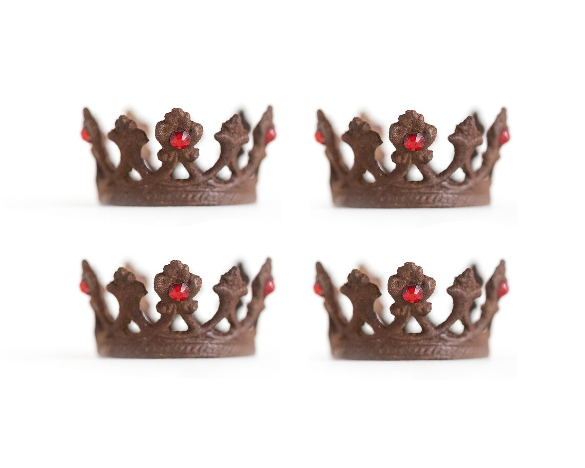 Mini Brass Crowns Vintage Small Crown Red Rhinestone Crowns - Etsy