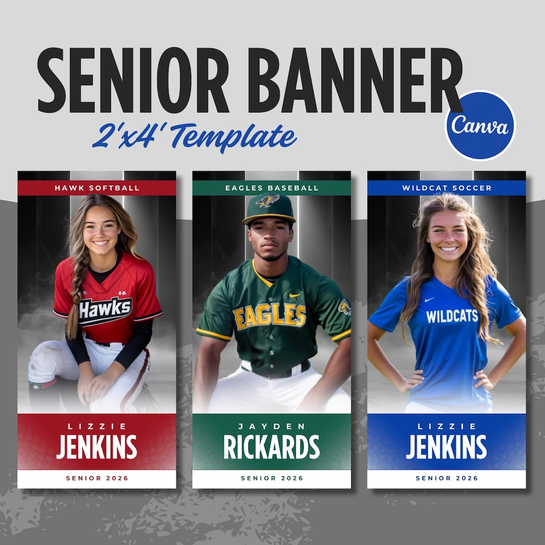 Senior Athlete Banner Template: Customizable Sports Poster (2' X 4') - Etsy