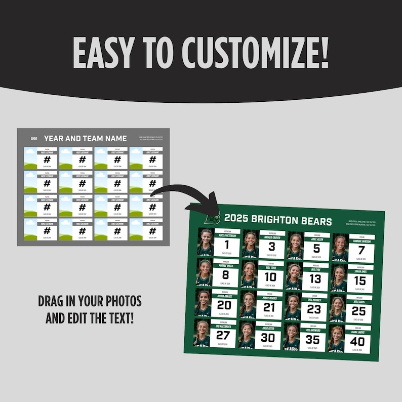 Team Roster Template: Customizable Baseball, Softball, Soccer (canva ...