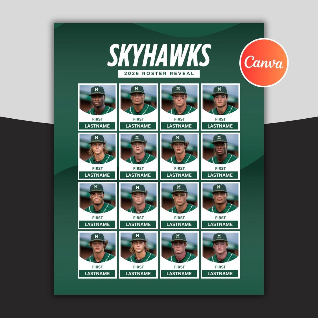 Team Roster Announcement Template, Canva Editable - Etsy