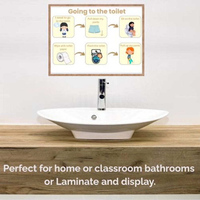 Bathroom Routine Visual Chart for Kids | Toileting & Handwashing Steps ...