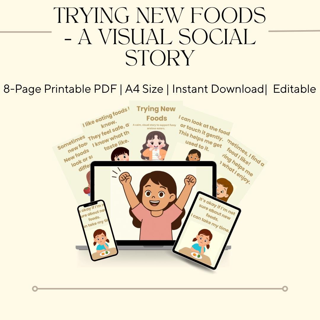 Trying New Foods Social Story for Girls | Printable PDF and Editable ...