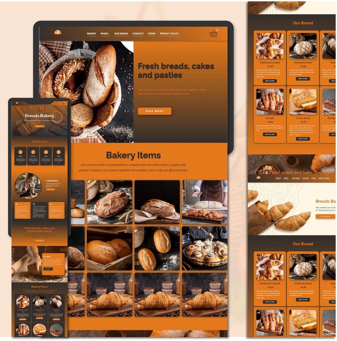 Breads Bakery Shop Store Website Template - Etsy
