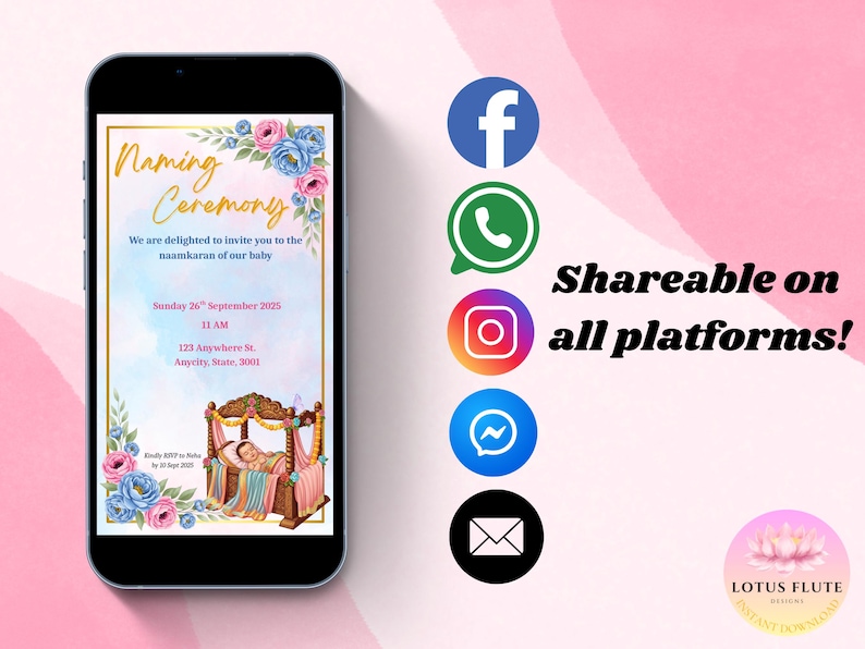 Baby Naming Ceremony Invitation | Naamkaran Card | Editable Digital ...