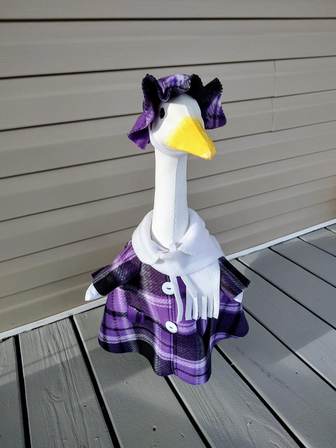 Porch Goose Winter Coat Purple and Black Floppy Hat Held on by Velcro ...